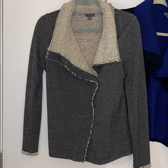 Lilla P | Sweaters | Lilly P Grey And Cream Sweater Jacket | Poshmark